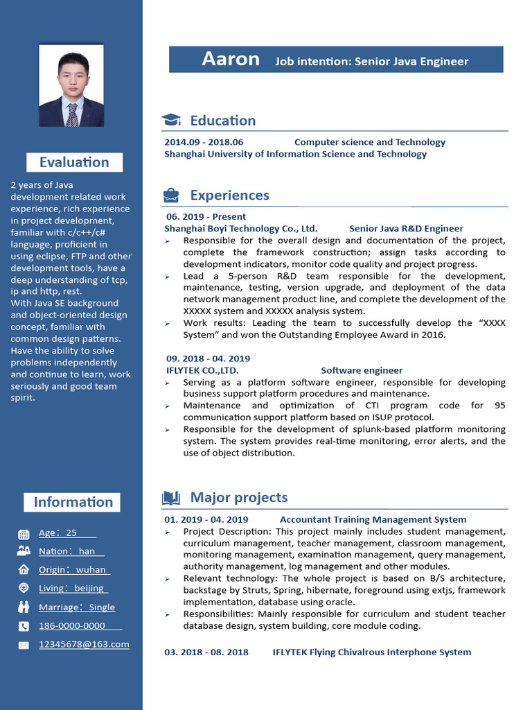 Simple and Blue Resume-WPS Office | PDF | Java (Programming Language ...