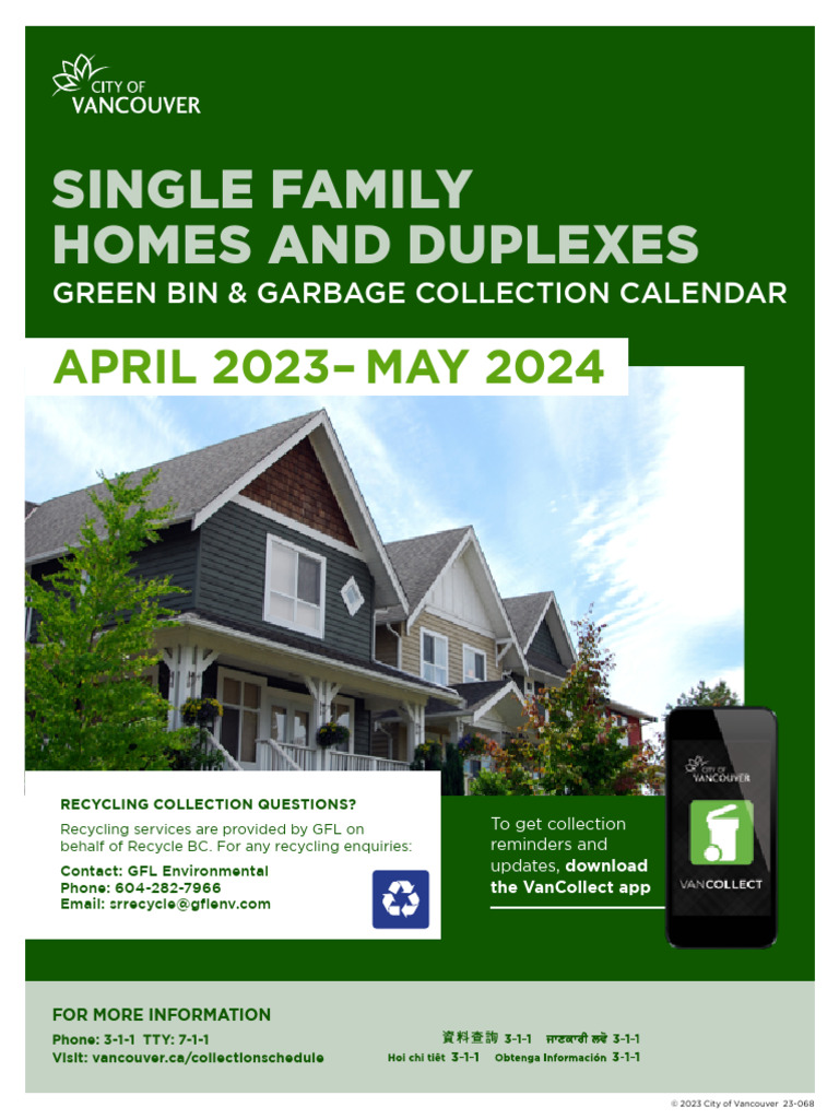 Vancouver Green Bin & Garbage Schedule | PDF | Public Services | Pollution