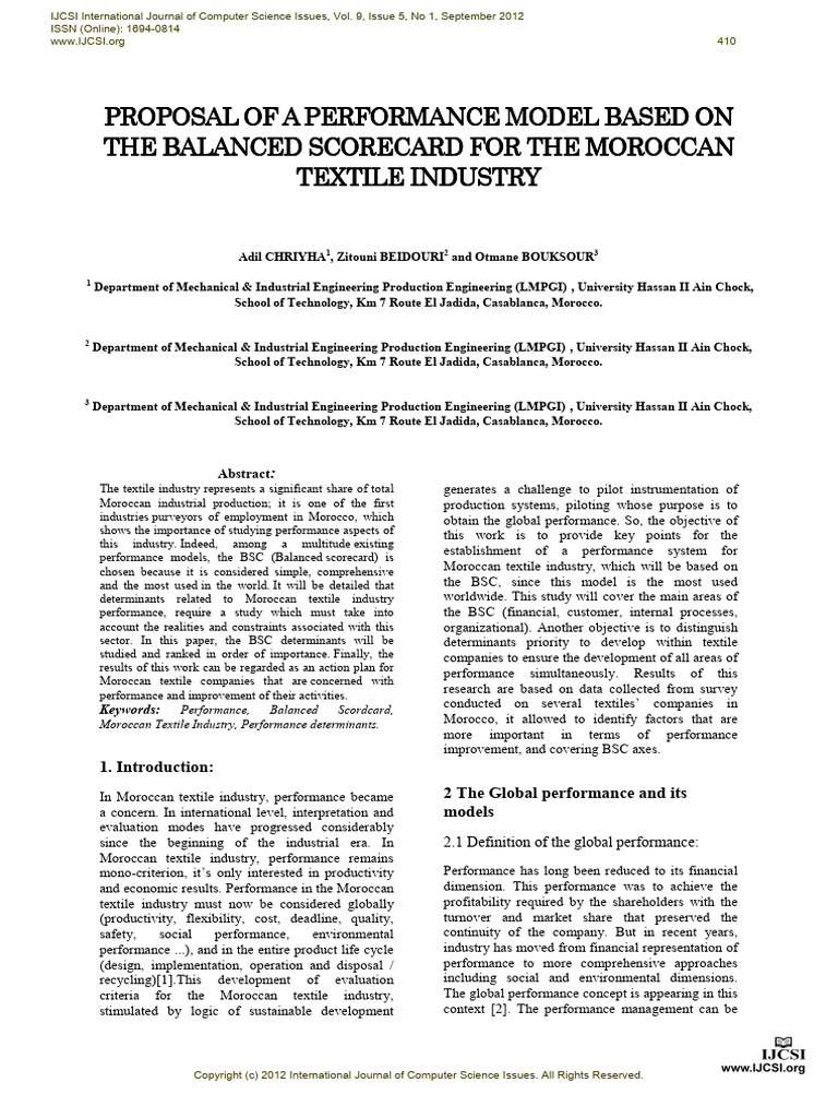 Chriyha, Adil, Zitouni Beidouri, and Otmane Bouksour. 2012. Proposal of A Performance Model ...