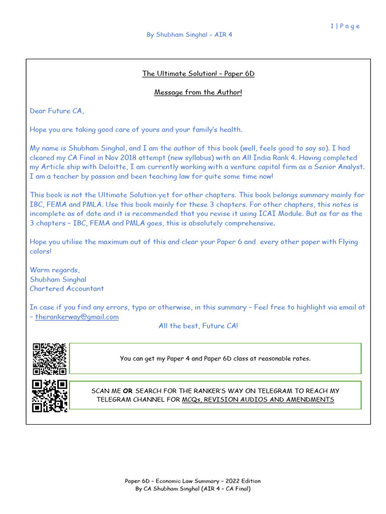 Paper 6D - Summary Notes by Shubham Singhal | PDF | Cartel ...