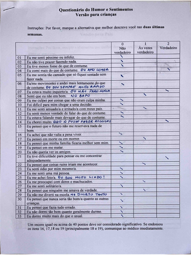 Escala de Humor e Sentimentos | PDF