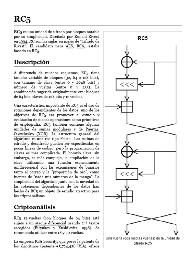 Cifrado RC5 | PDF | La seguridad informática | Seguridad