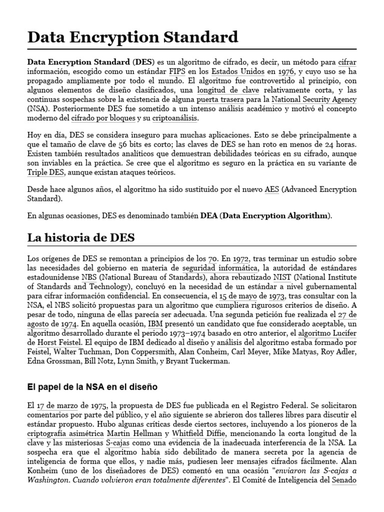 Cifrado DES Data Encryption Standard | PDF | Prevención del crimen | Tecnología de seguridad