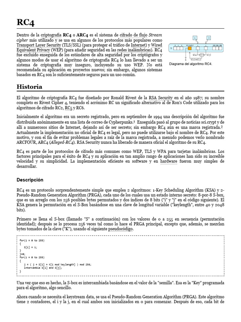 Cifrado rc4 | PDF | Informática | Algoritmos