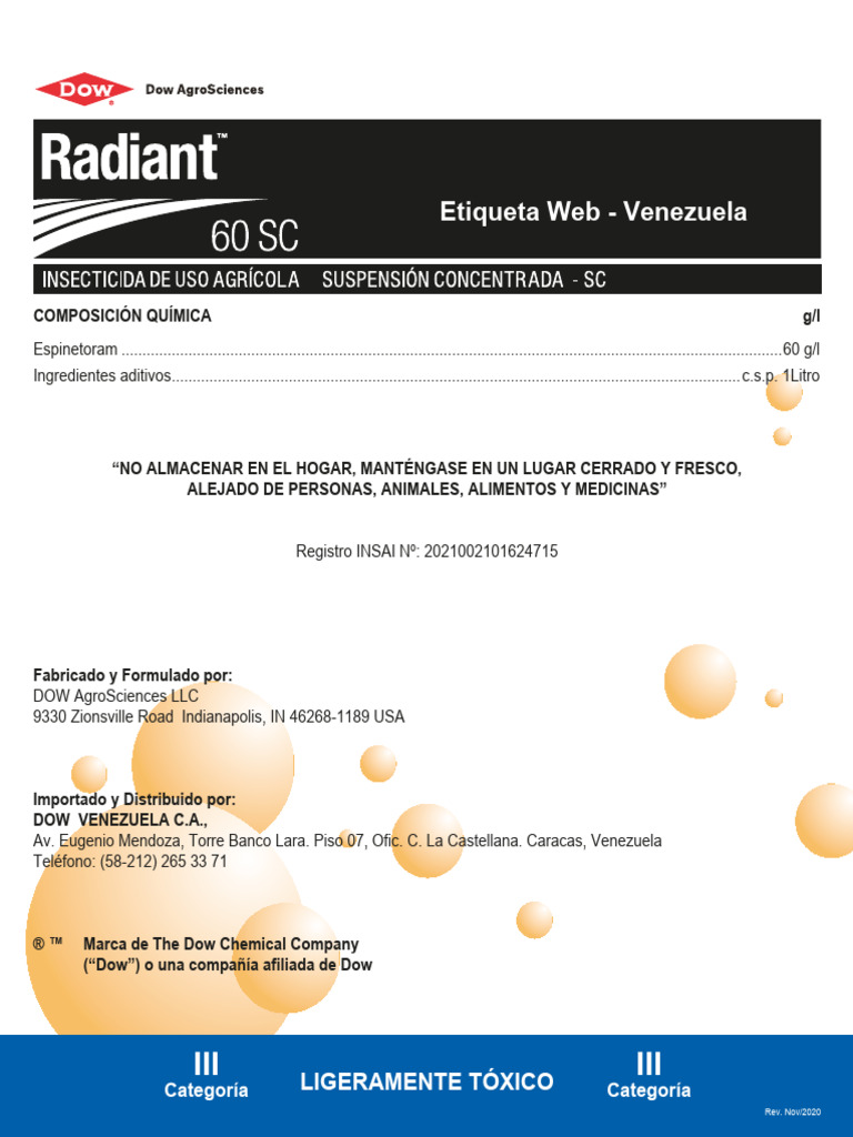 Radiant60sc Etiqueta Web Venezuela | PDF | Agua | Residuos
