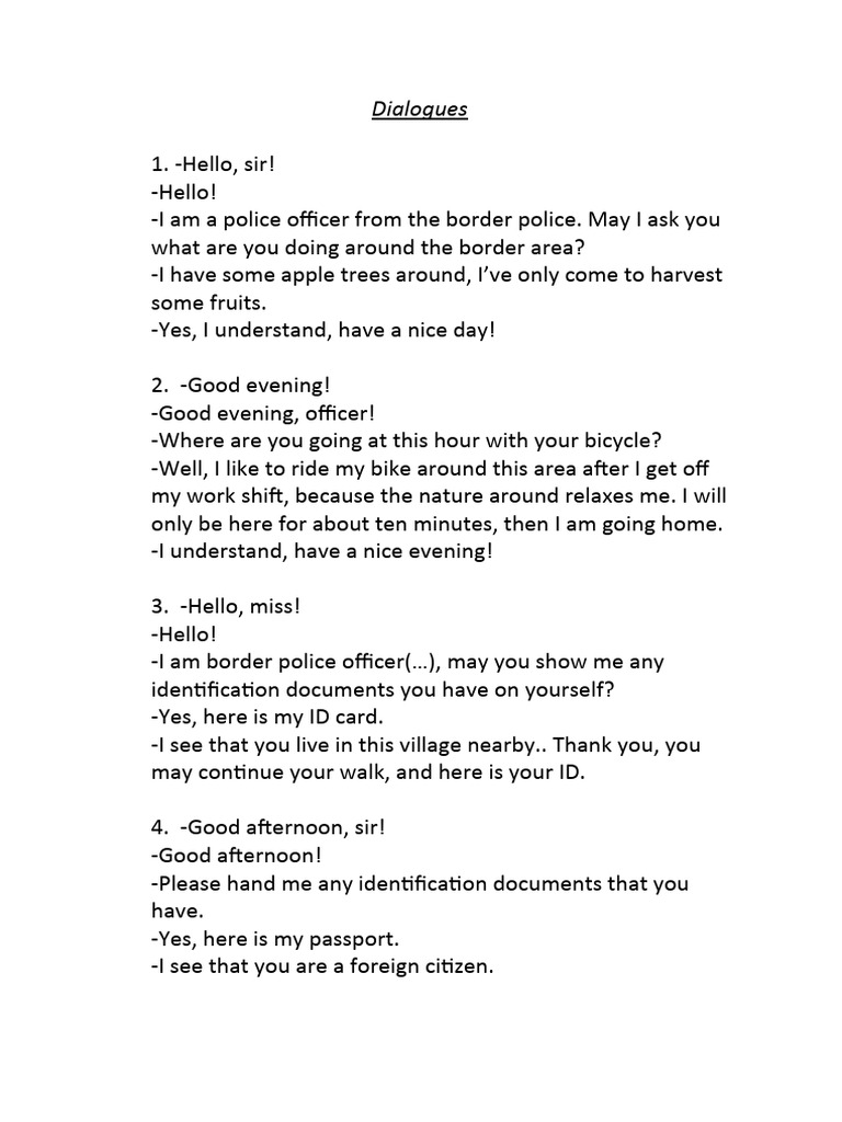 Dialogues Border Police | PDF | Identity Document | Government And ...