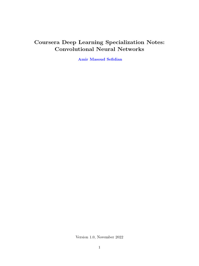 Convolutional Neural Networks Notes Pdf Artificial Neural Network Applied Mathematics