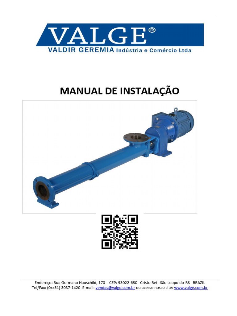 Manual Instalacao Bomba Helicoidal | PDF | Bomba | Engenharia Mecânica