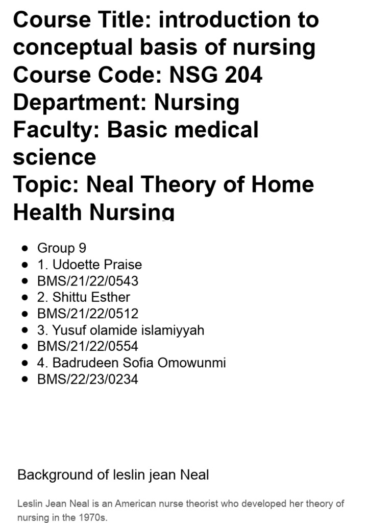 Neal Theory | PDF | Nursing | Theory