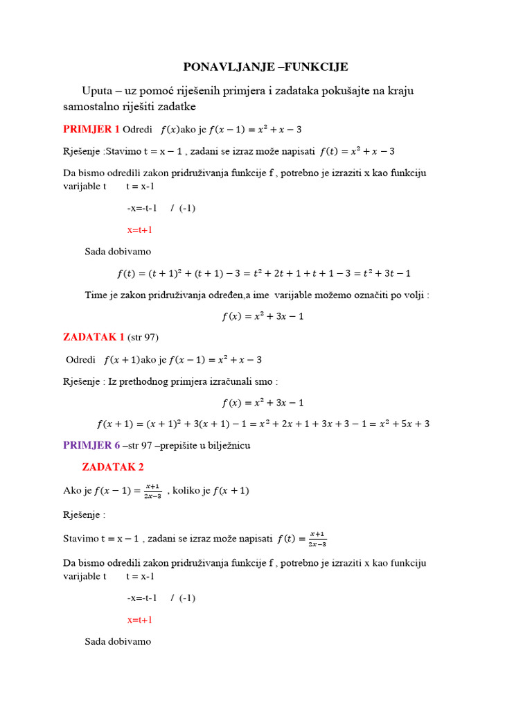Funkcije - Zadaci | PDF