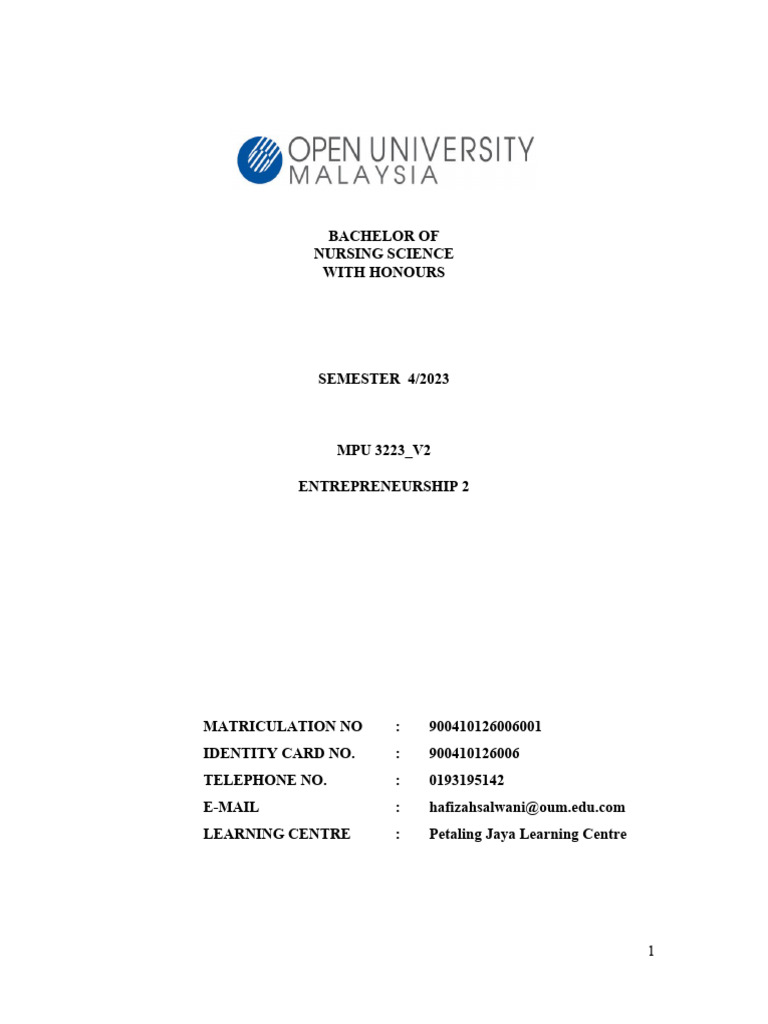 Mpu 3223 - V2 | PDF | Leadership | Business Plan