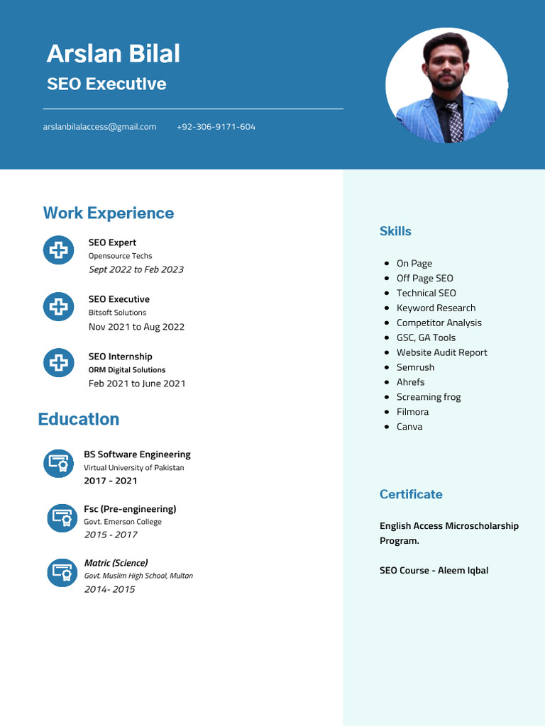 Resume Arslan Bilal | PDF | Search Engine Optimization | World Wide Web