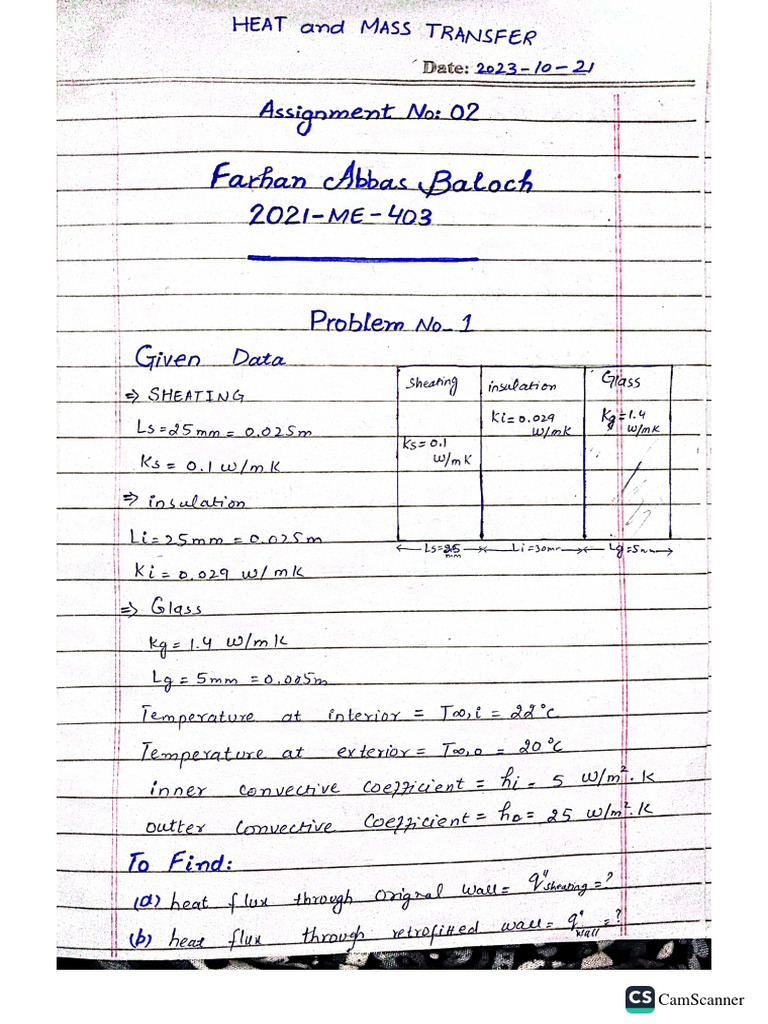 21-ME-403 HMT Assignment#2 | PDF | Technology & Engineering