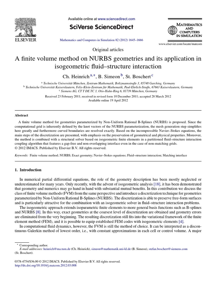 A Finite Volume Method On Nurbs Geometries And Its Application In