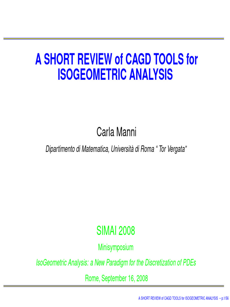 A Short Review of Cagd Tools For Isogeometric Analysis | PDF | Mathematical Analysis | Applied ...
