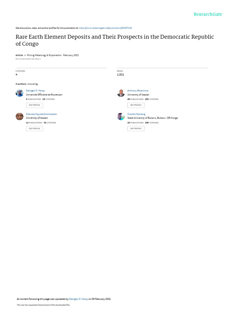 REE in The DRC | Download Free PDF | Ore | Chemical Substances