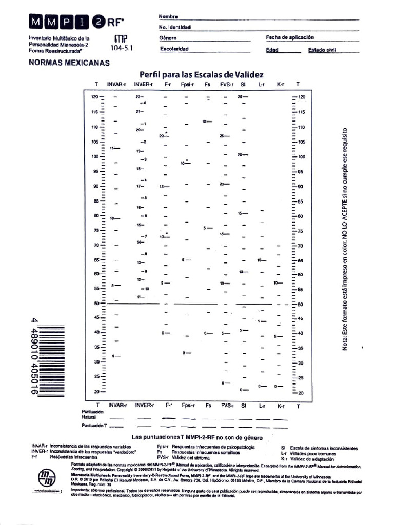 MMPI-2 RF Escalas | PDF | Nomenclatura biológica