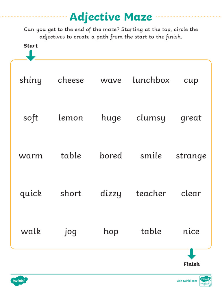 Adjective-Maze Ver 1 | PDF