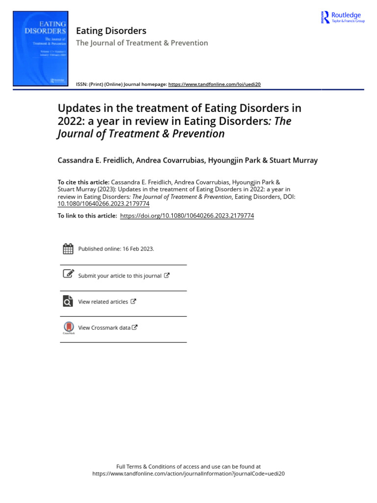 Updates in The Treatment of Eating Disorders in 2022 A Year in Review ...