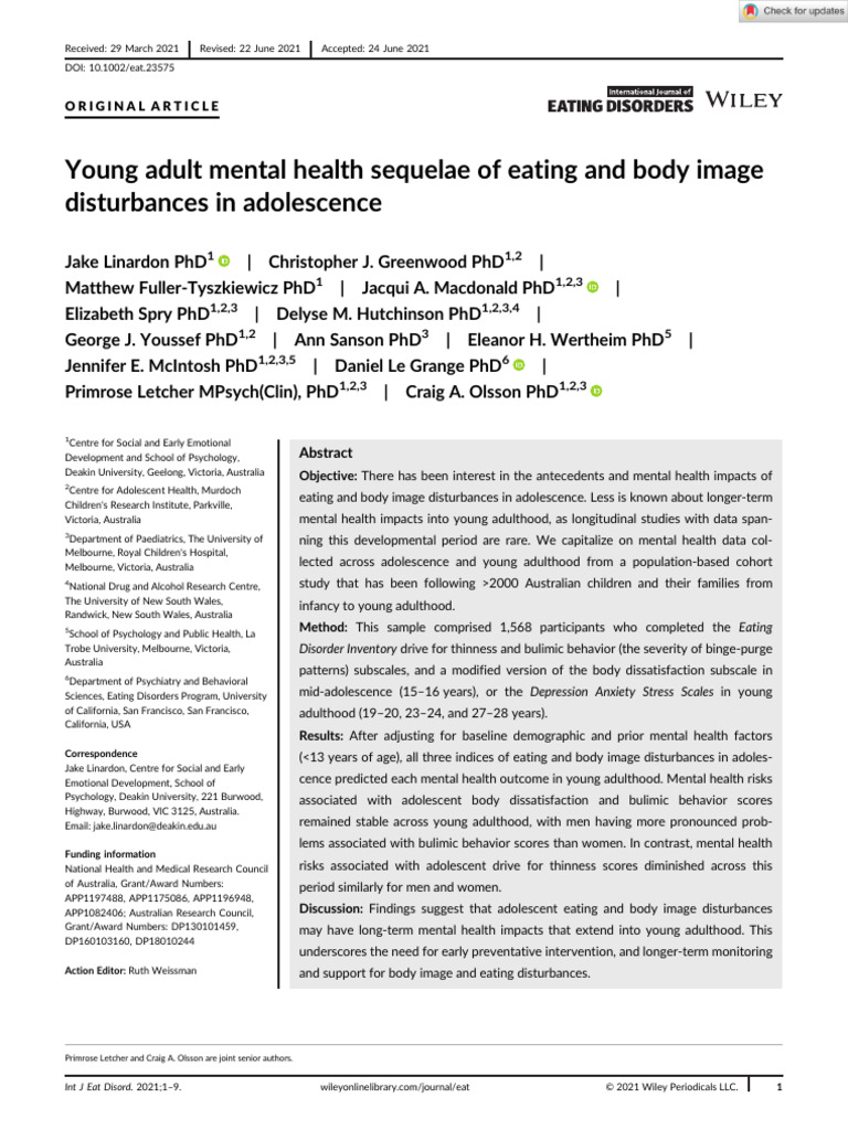 2021-Young Adult Mental Health Sequelae of Eating and Body Image ...