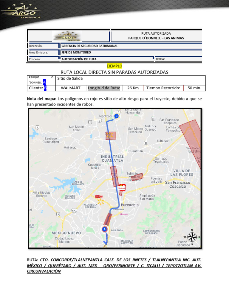 Plan de Ruta Local Ejemplo | PDF