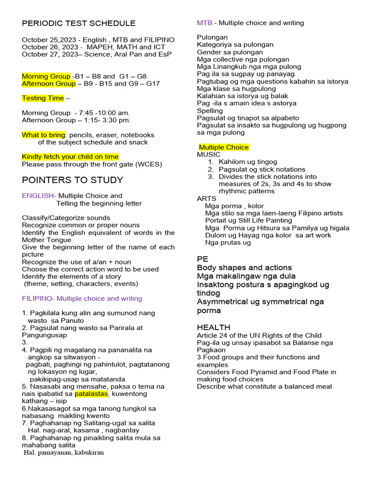 POINTERS TO STUDY 1st MELC | PDF