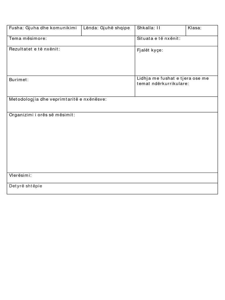 Format I Planifikimit Ditor | PDF