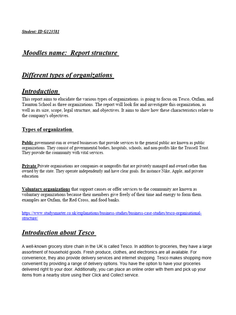 Types of Organizations: Tesco & Oxfam Analysis | PDF | Tesco | Retail