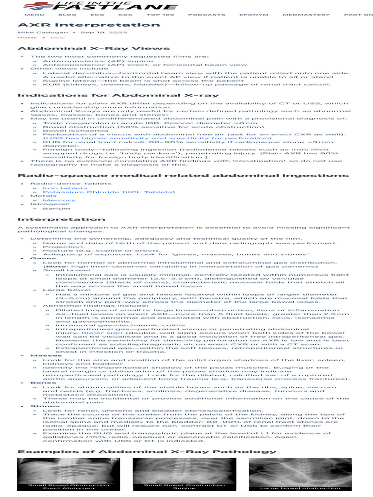 AXR Interpretation - LITFL - CCC Investigations | PDF | Medical ...