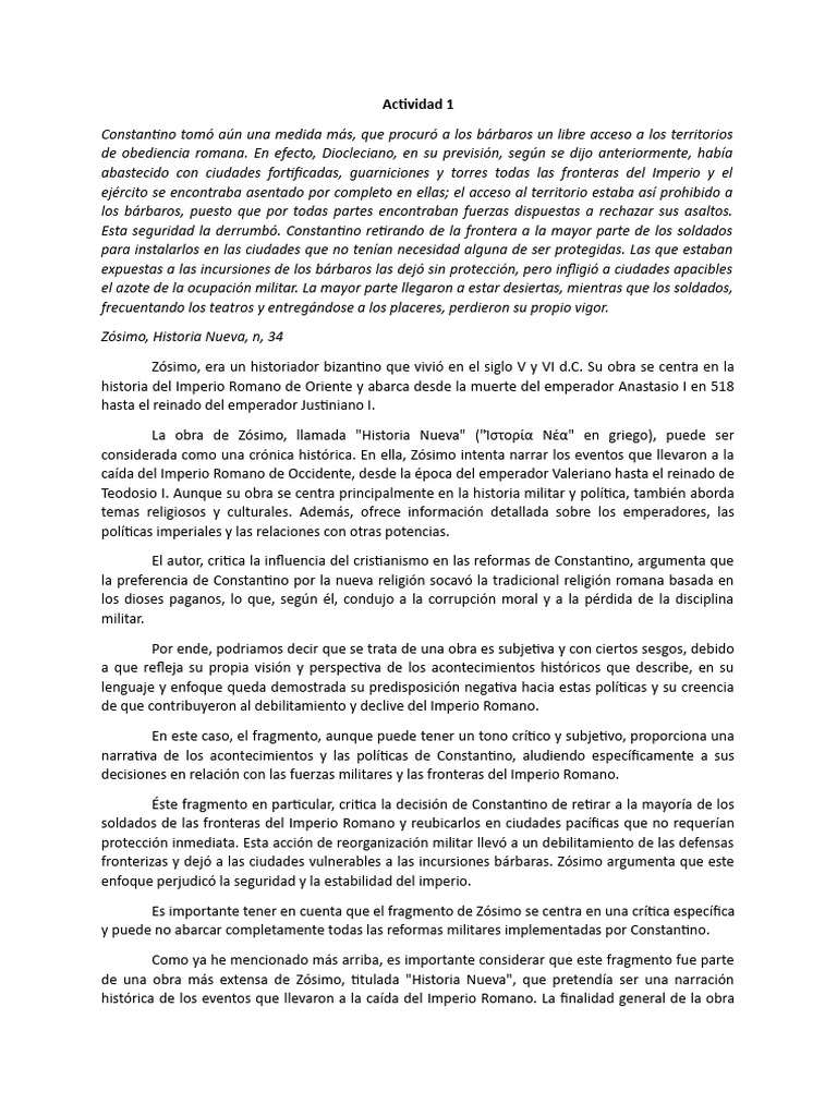 Crítica de Zósimo a Constantino | PDF | Constantino el grande | imperio Romano