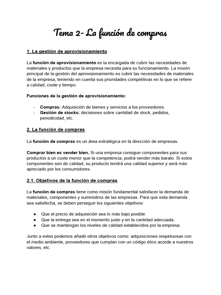 Apuentes Tema 2 - La Función de Compras | PDF | Obtención | Cheque