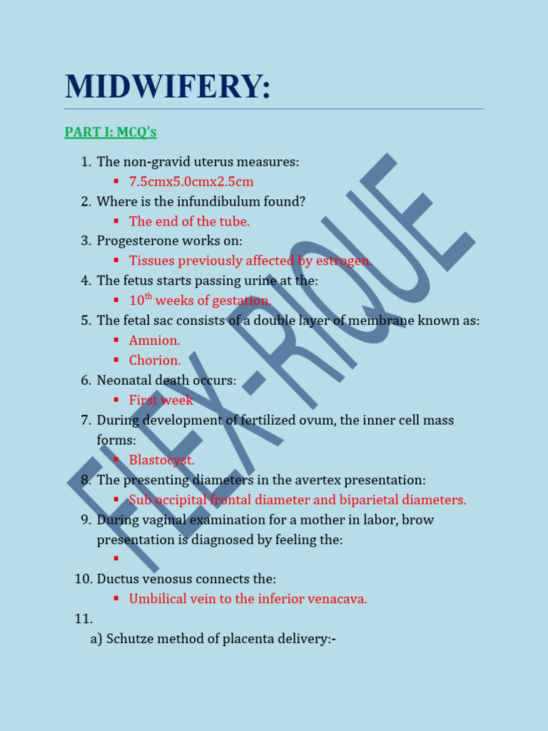 Midwifery Exam Questions & Answers 2025 | PDF | Fetus | Childbirth