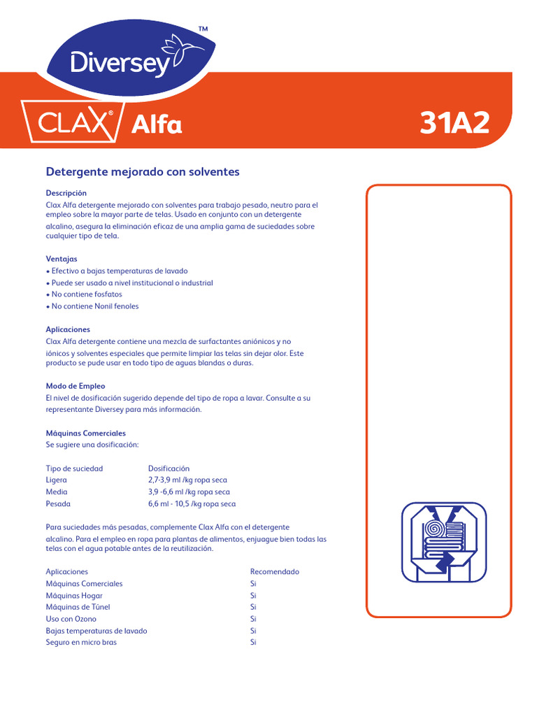 PIS Clax Alfa A4 Es | PDF | Detergente | Solvente