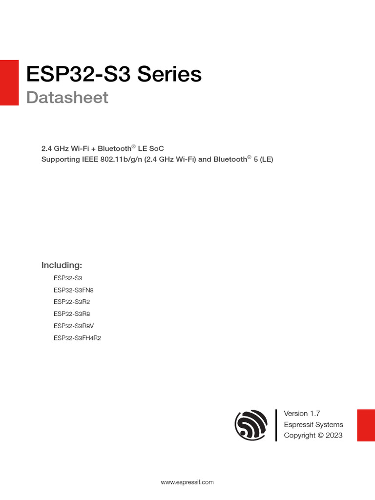 Esp32-S3 Datasheet en | PDF | Microcontroller | Bluetooth