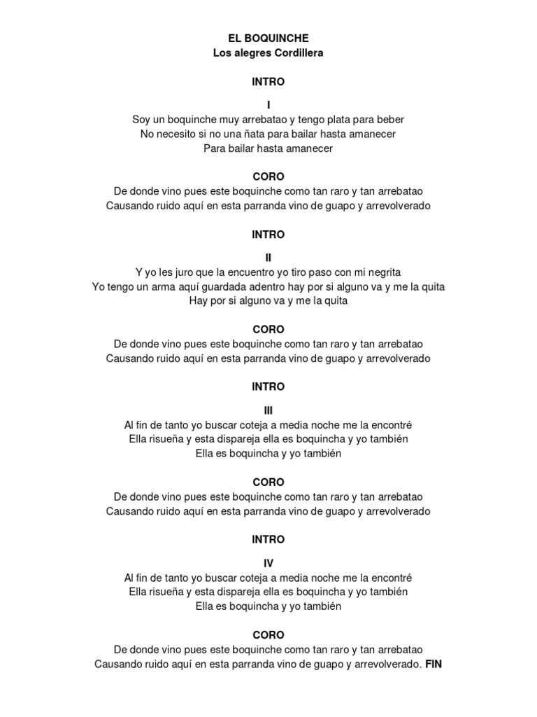 El Boquinche Letra | PDF