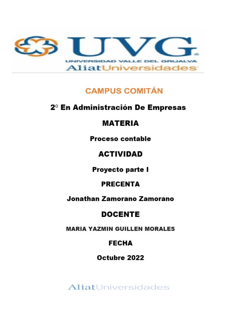 Proceso Contable Proyecto Parte 1 | PDF | Inventario | Contabilidad