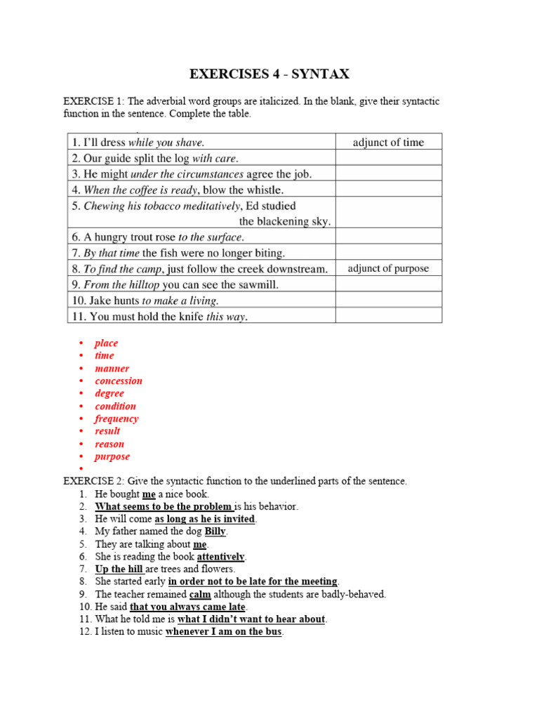 EXERCISE - Week 4 (SYNTAX) | PDF