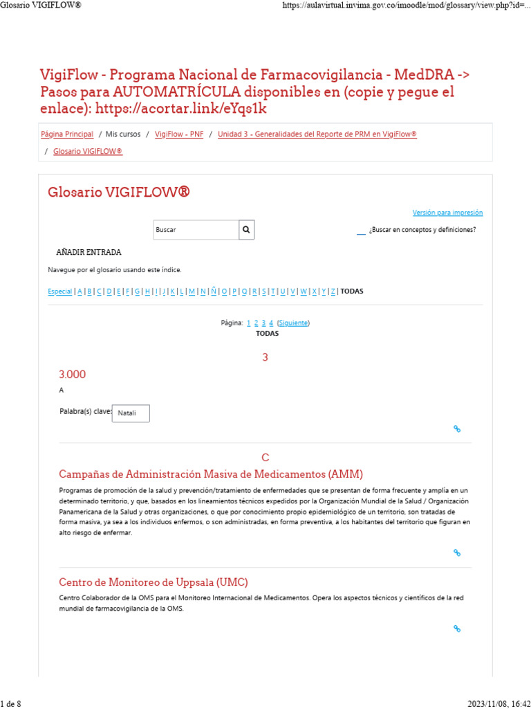 Glosario VIGIFLOW® | PDF | Medicamentos con receta | Farmacología