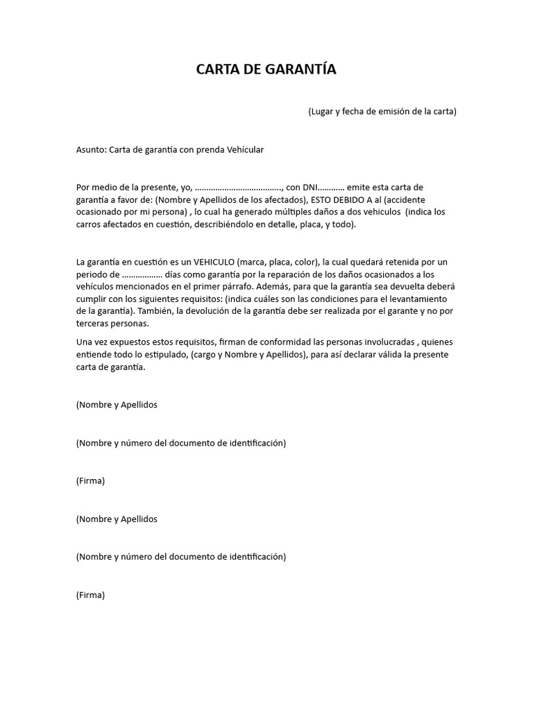 Carta de Garantía | PDF