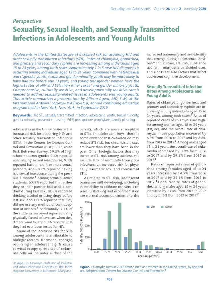 Sexuality, Sexual Health, and Sexually Transmitted Infections in Adolescents and Young Adults ...