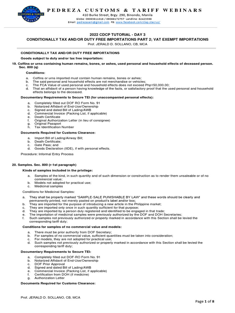 2022 Cdp Tut Day 3 - Customs Clearance for Conditionally Dutytax Free ... 2022 Cdp Tut Day 3 - Customs Clearance for Conditionally Dutytax Free ...