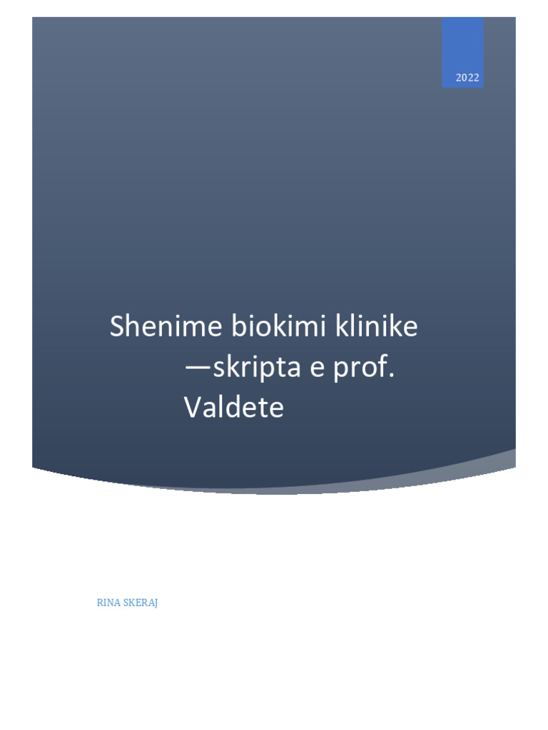 Biokimi Klinike - Shenimet 2 | PDF