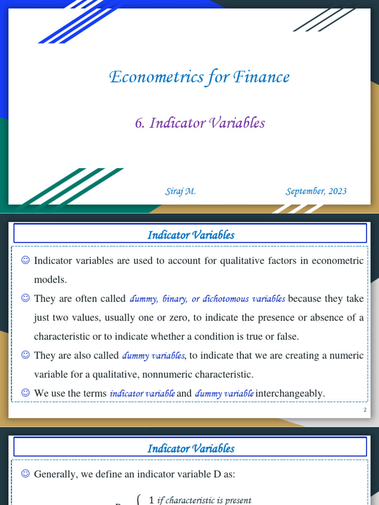 Lecture 6 | PDF | Dummy Variable (Statistics) | Regression Analysis