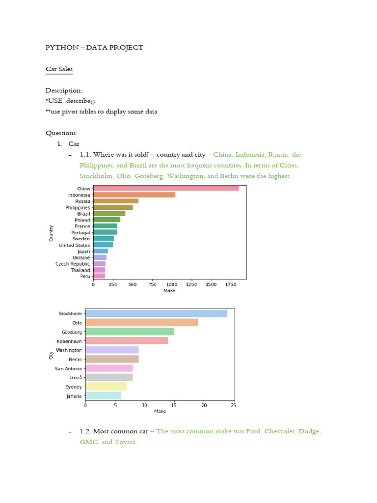 Car Sales PYTHON - DATA PROJECT | PDF