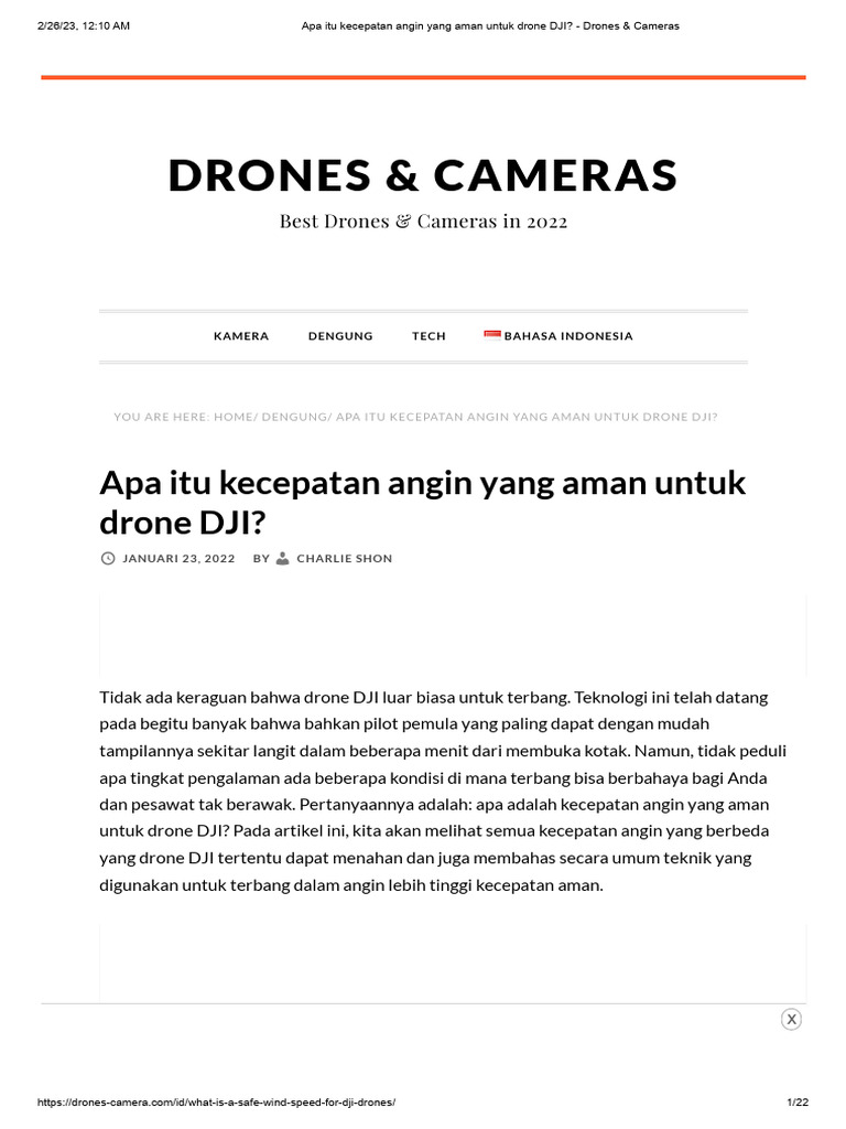 Apa Itu Kecepatan Angin Yang Aman Untuk Drone DJI - Drones & Cameras | PDF