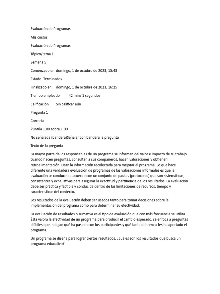 Evaluación de Programas_sem5 | PDF | Evaluación | Motivación