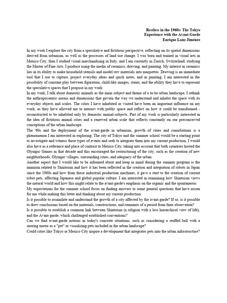 Restless in The 1960s - Letter - Enrique Lanz Jimenez | PDF | Shinto ...