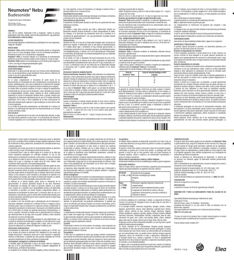 Neumotex-Nebu-prospecto | PDF | Asma | Corticosteroides
