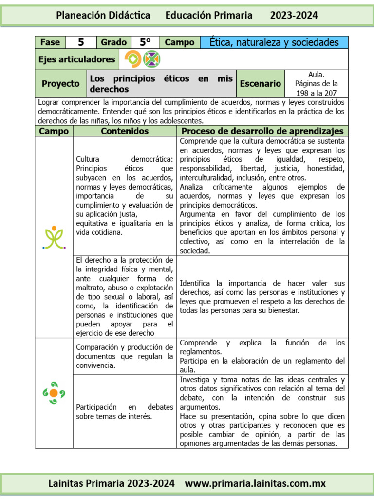 5to Grado Noviembre - 03 Los Principios Éticos en Mis Derechos (2023 ...