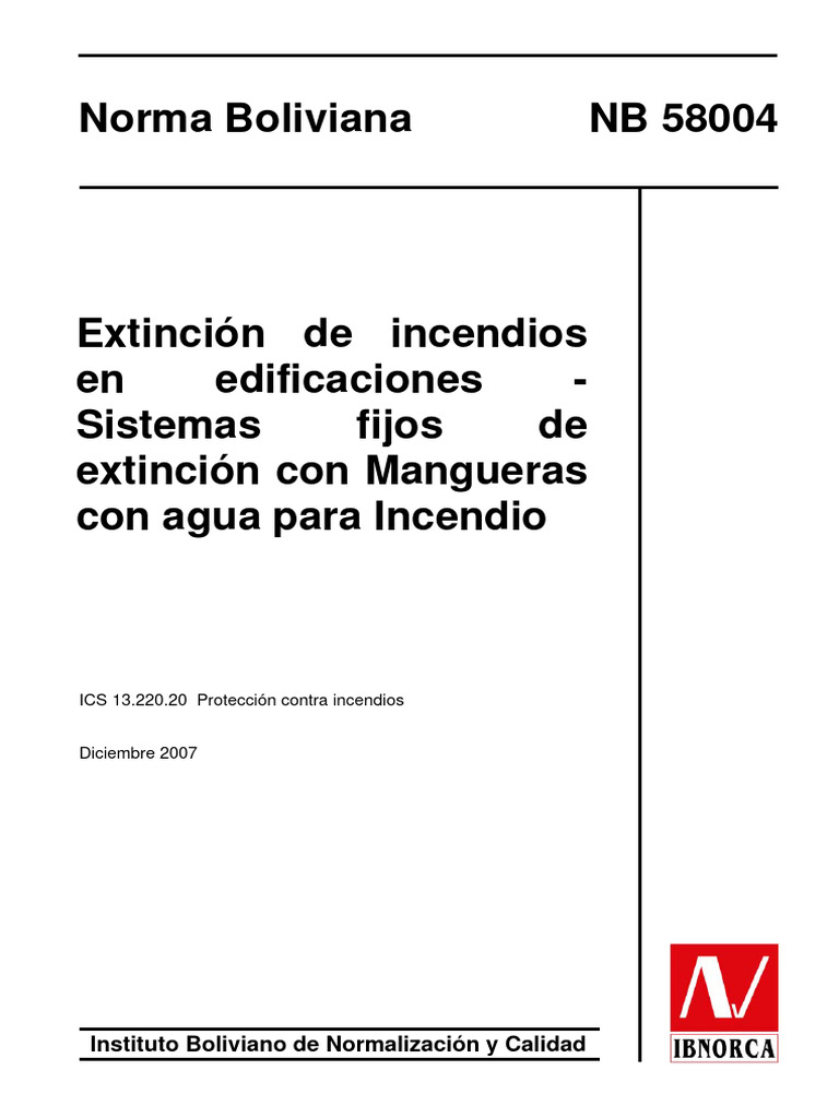 Norma NB 58004: Sistemas de Extinción de Incendios | PDF | Bomba ...